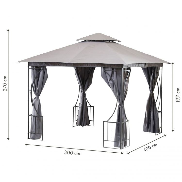 Cort Pavilion 3x4m pentru Curte sau Gradina cu 4 pereti, Gri - eMAG.ro
