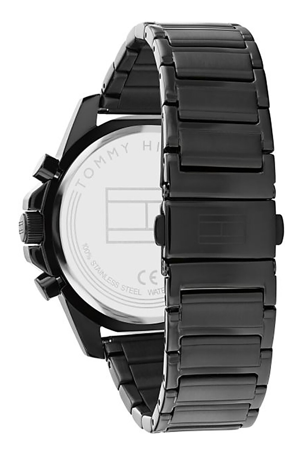 Tommy Hilfiger, Ceas cu functii multiple si bratara metalica, Negru ...