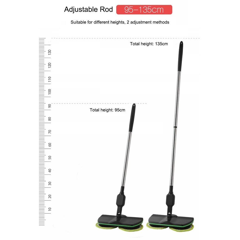 Mop electric pentru podea, Telescopic, Reglabil, 130 cm, Negru - eMAG.ro