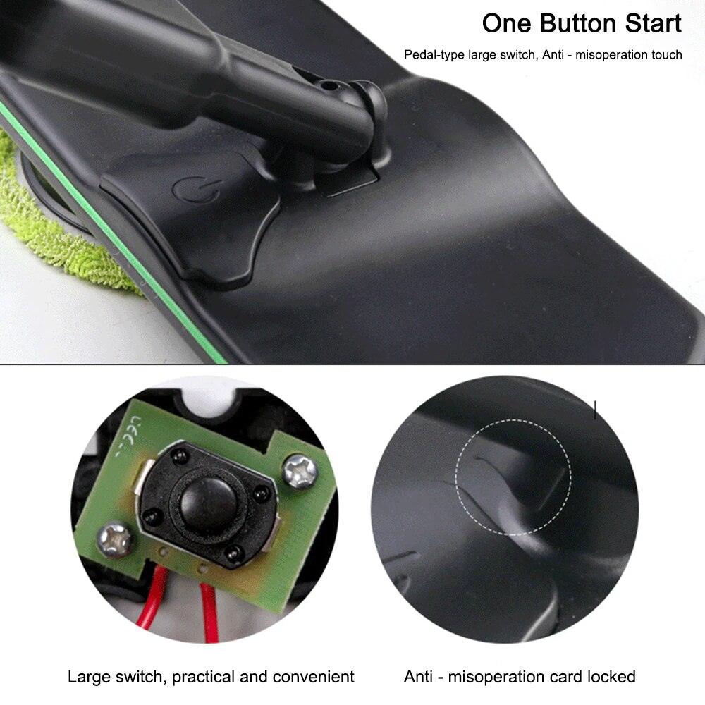 Mop electric pentru podea, Telescopic, Reglabil, 130 cm, Negru - eMAG.ro