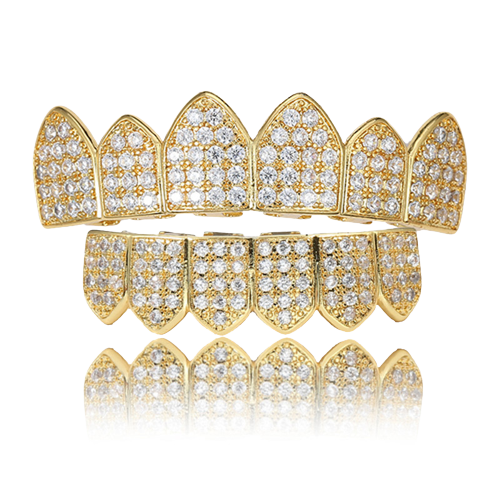 Set de doua fatete pentru dinti, superior si inferior, model Grillz Hip ...