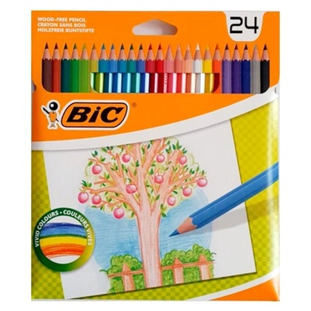Creioane colorate pentru copii, BIC, 24 buc, +5 ani - eMAG.ro