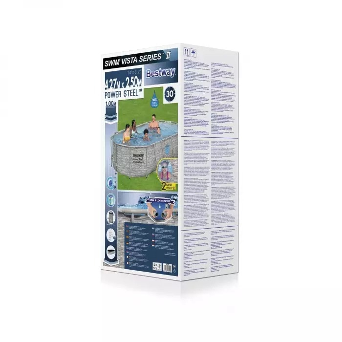 Басейн Bestway, Power Steel Swim Vista Series Oval Pool Set, 4.27 м x 2.50 м x 1.00 м - eMAG.bg