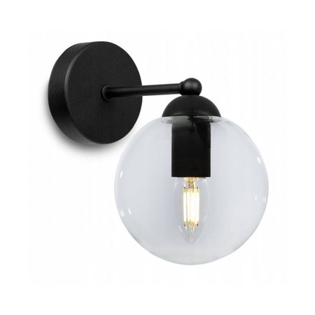 Aplica de perete cu abajur sferic, Light Home, Metal/Sticla, 230 V, LED, Negru/Transparent - eMAG.ro