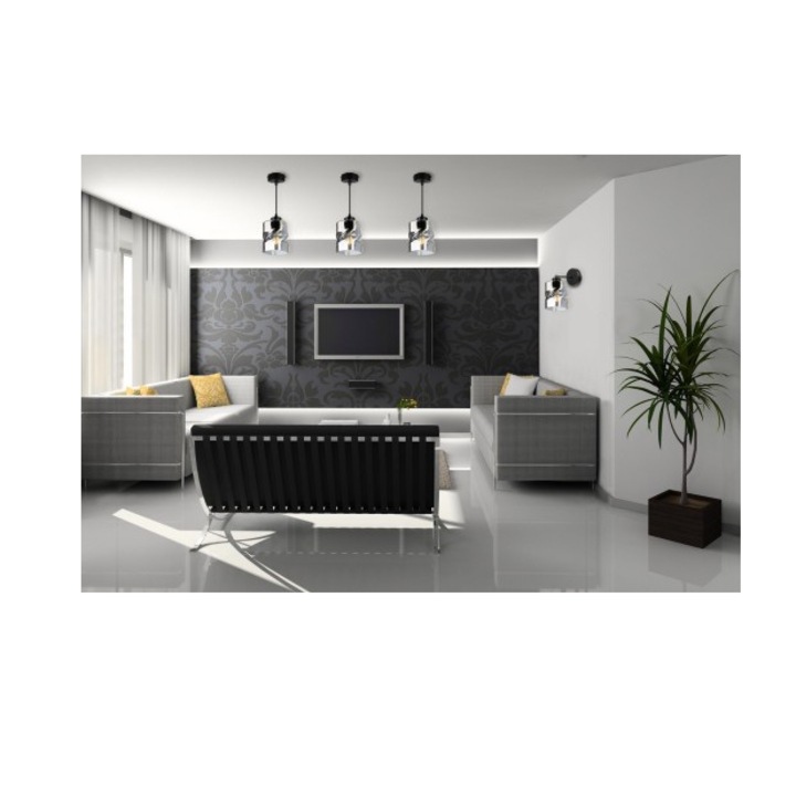 Aplica Art-Deco de perete, Light Home, Metal/Sticla, 230V, LED, Negru ...