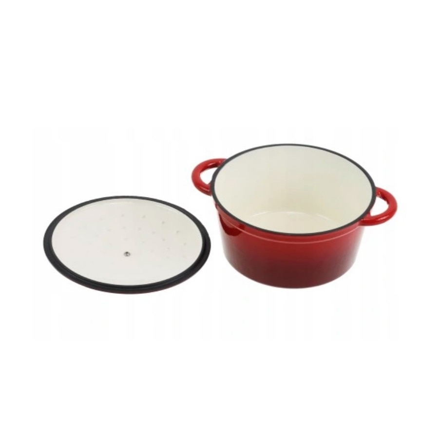 Oala din fonta emailata cu capac Kinghoff, Kh-1614, 2.4L, 21 cm, Rosu ...