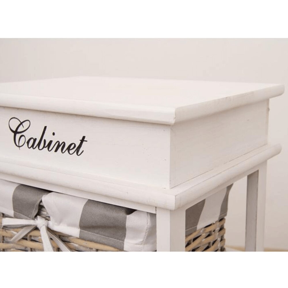 Comoda din lemn alb cu 4 cosuri gri maro Manon 38x28x86 cm - eMAG.ro