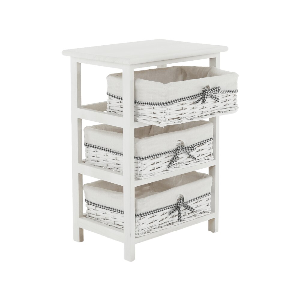 Comoda din lemn 3 cosuri rachita alb antichizat Ruby 40x29x57 cm - eMAG.ro