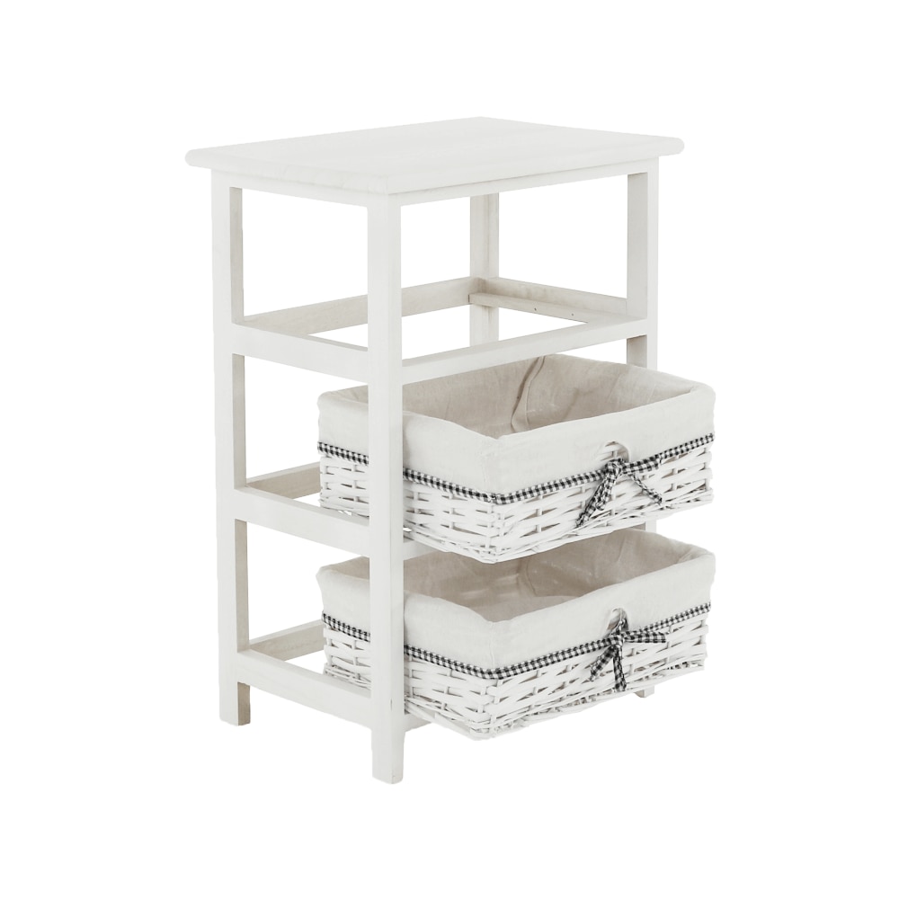 Comoda, din lemn 3 cosuri rachita alb antichizat, Ruby, 40x29x57 cm ...