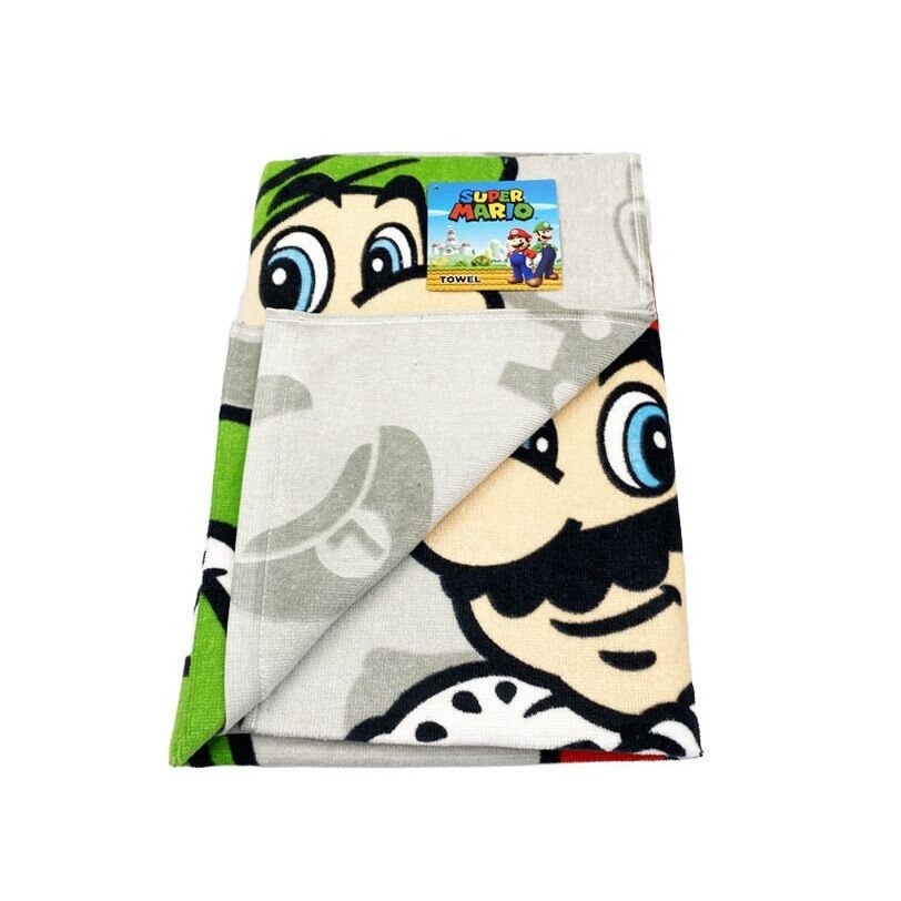 Плажна хавлия Super Mario Grey, 140x70 cm, Многоцветна - eMAG.bg