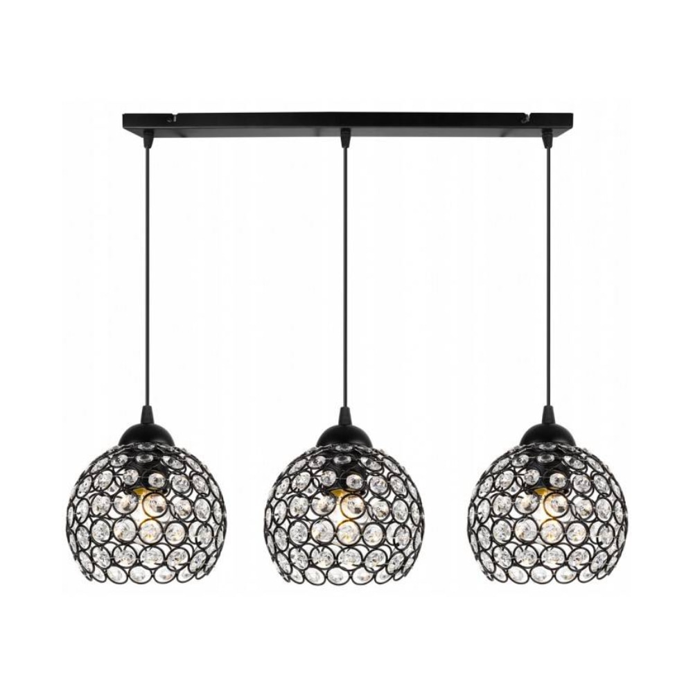 Pendul in stil Art-Deco, Light Home, Metal/Sticla, E27, LED, Negru ...