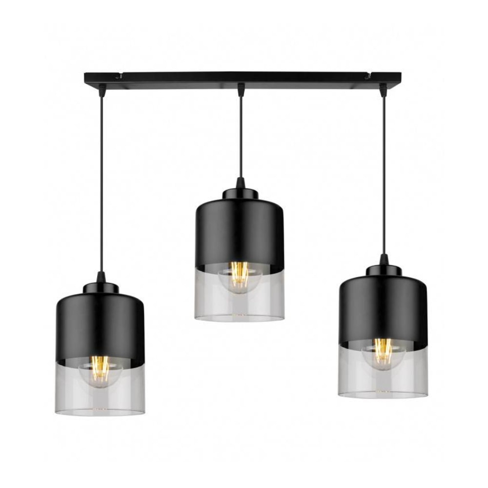 Pendul modern, Light Home, Sticla/Metal, E27, LED, 68 x 87 cm h, Negru ...