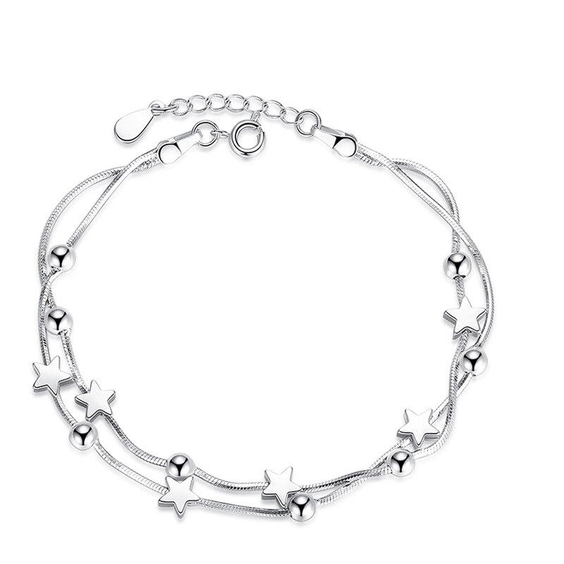 Bratara Argint Femei Double Stars Lungime 17+3cm - eMAG.ro