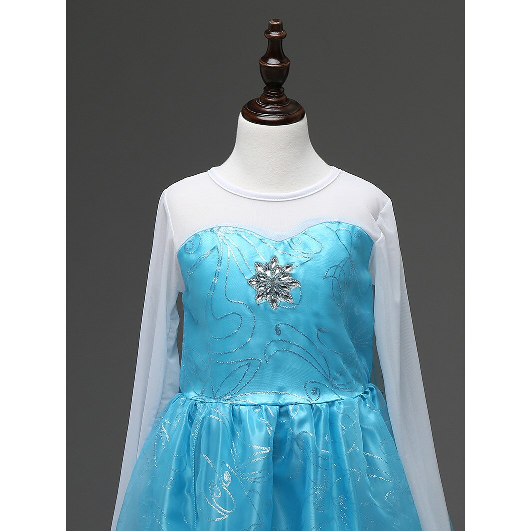 Rochie de printesa Elsa, Areout, Cu accesorii, 120cm, 4-6 ani, Albastru ...