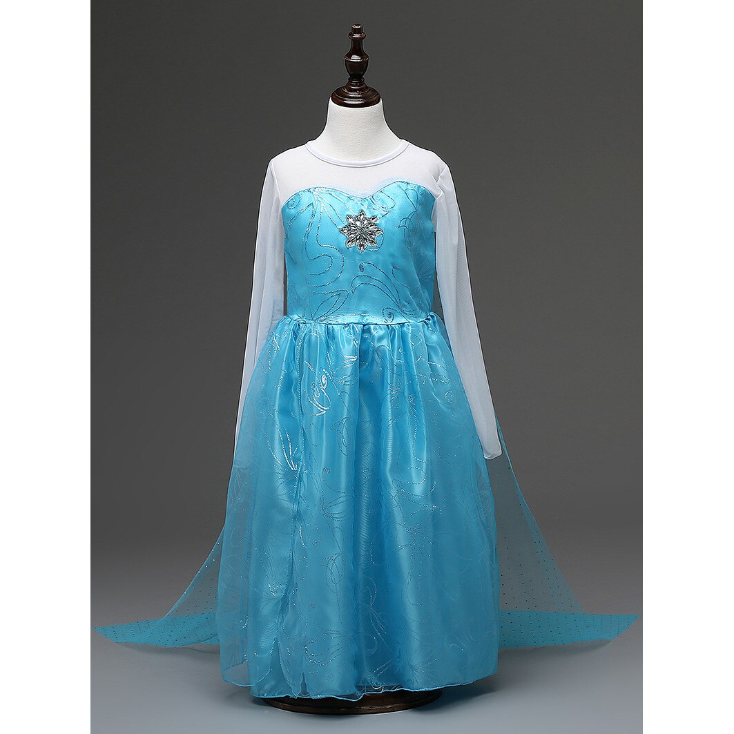 Rochie de printesa Elsa, Areout, Cu accesorii, 120cm, 4-6 ani, Albastru ...