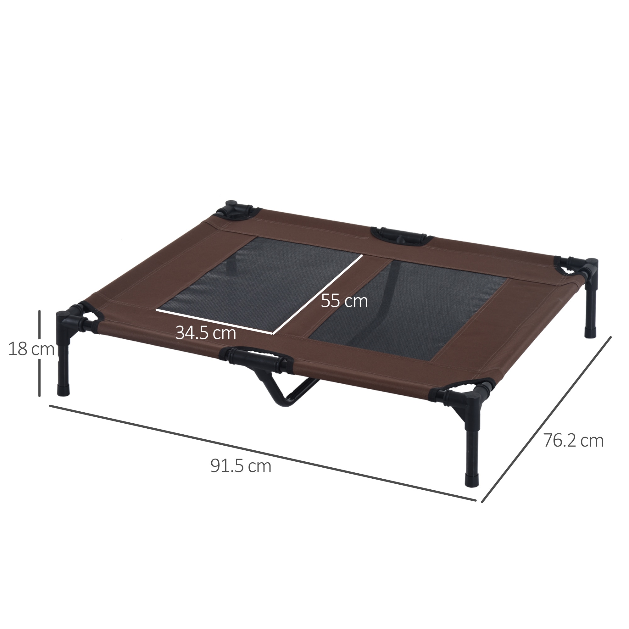Pat pliabil pentru caini PawHut, Metal/Panza, 91.5x76.2x18 cm, Maro ...