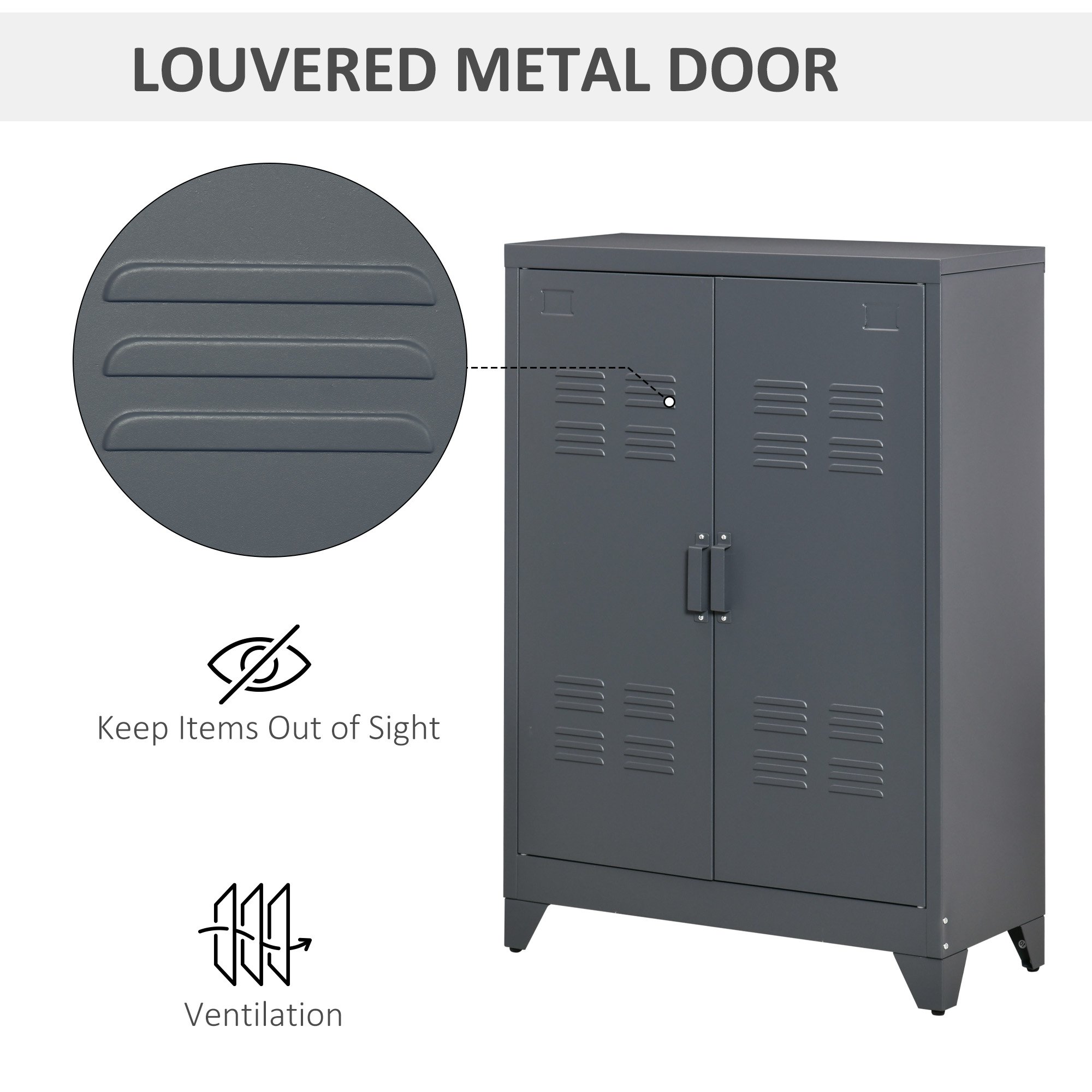 Dulap multifunctional HOMCOM, Metal, 2 usi, 75x33x110 cm, Gri - eMAG.ro