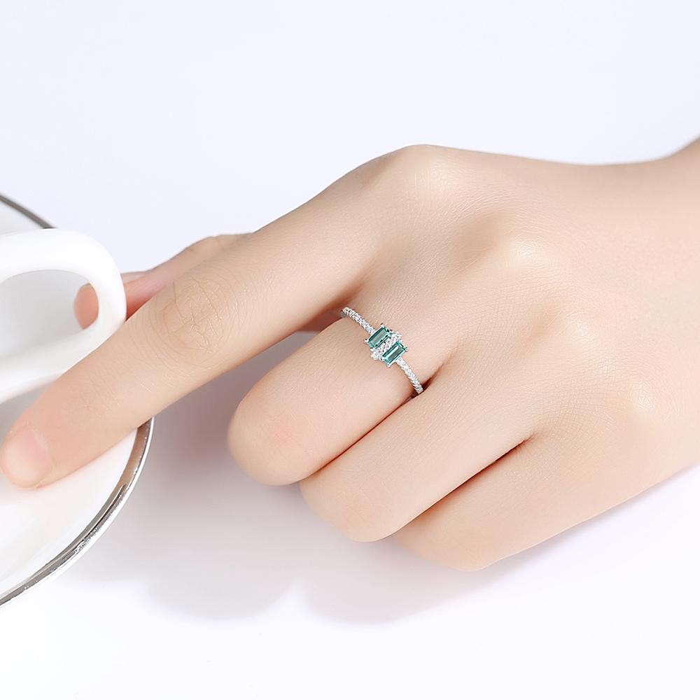 Inel reglabil din Argint, Smarald, placat cu Rodiu, Celine Green - eMAG.ro