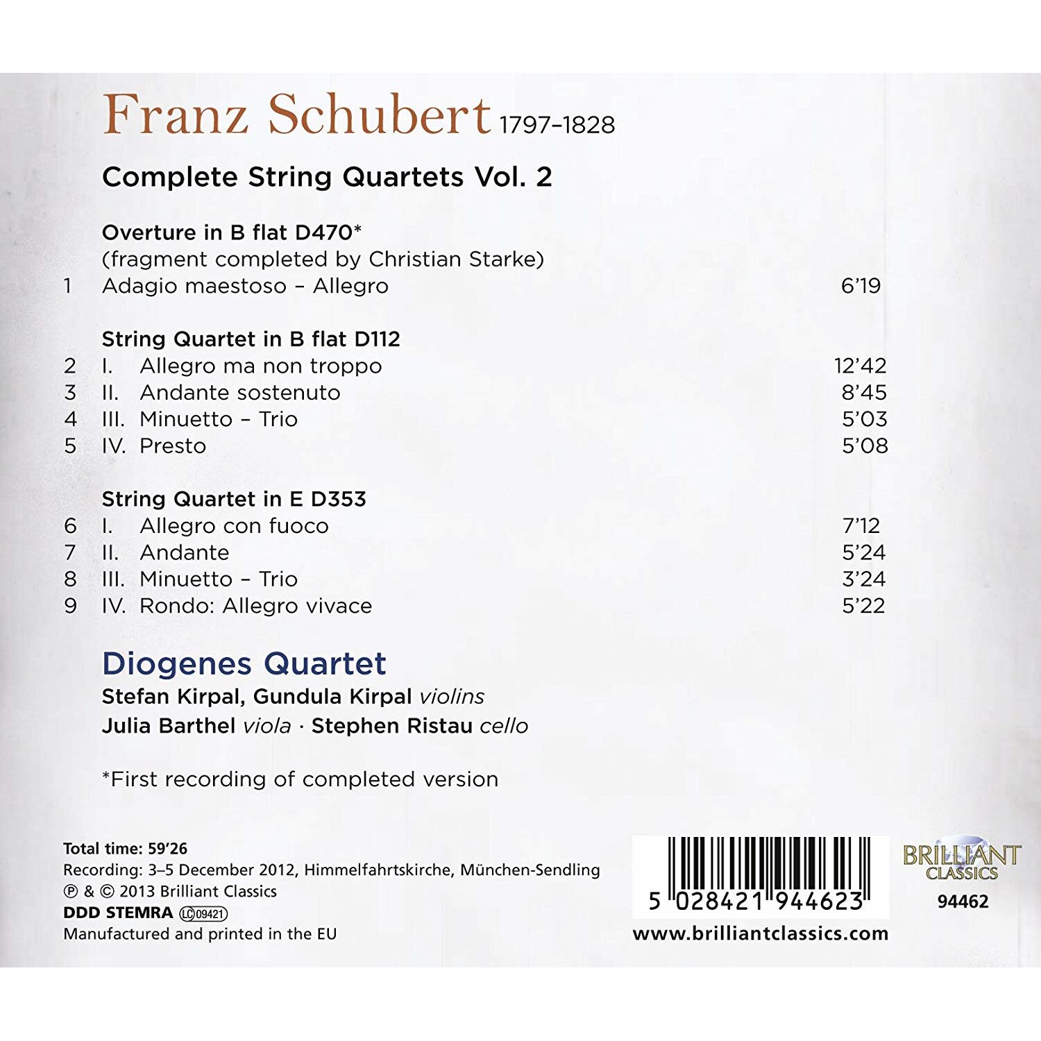 Schubert - Complete String Quartets Vol.2 CD - eMAG.hu