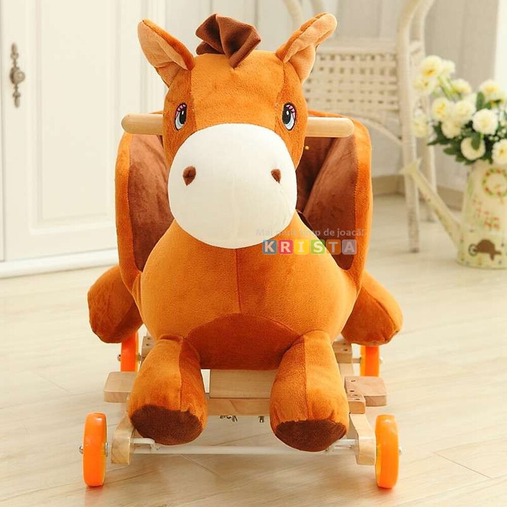 Calut Din Plus Balansoar Si Cu Roti, maro - eMAG.ro