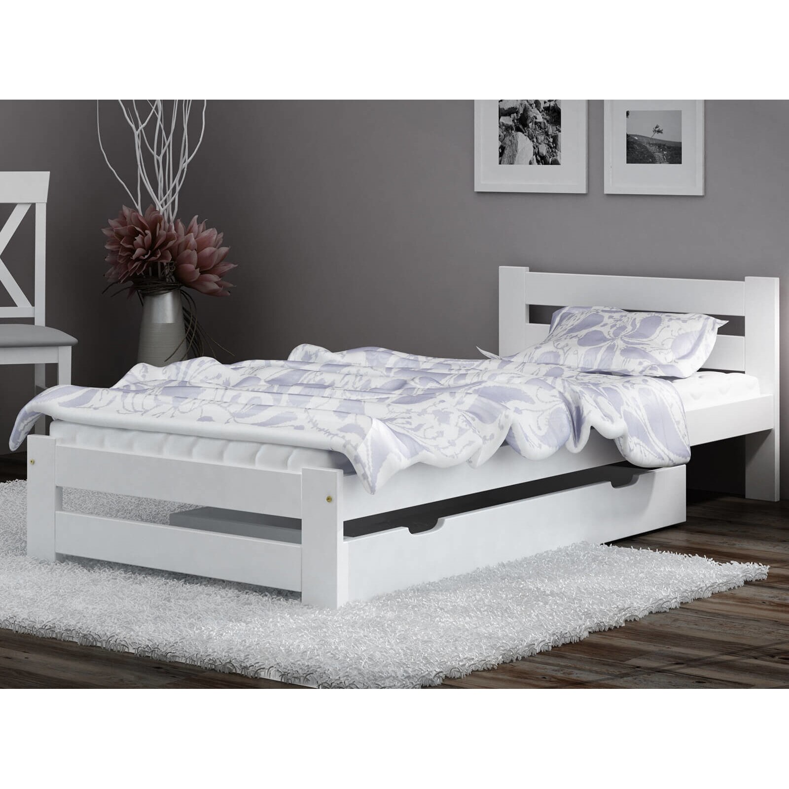 Pat din lemn Kada 90x200 eko alb - eMAG.ro