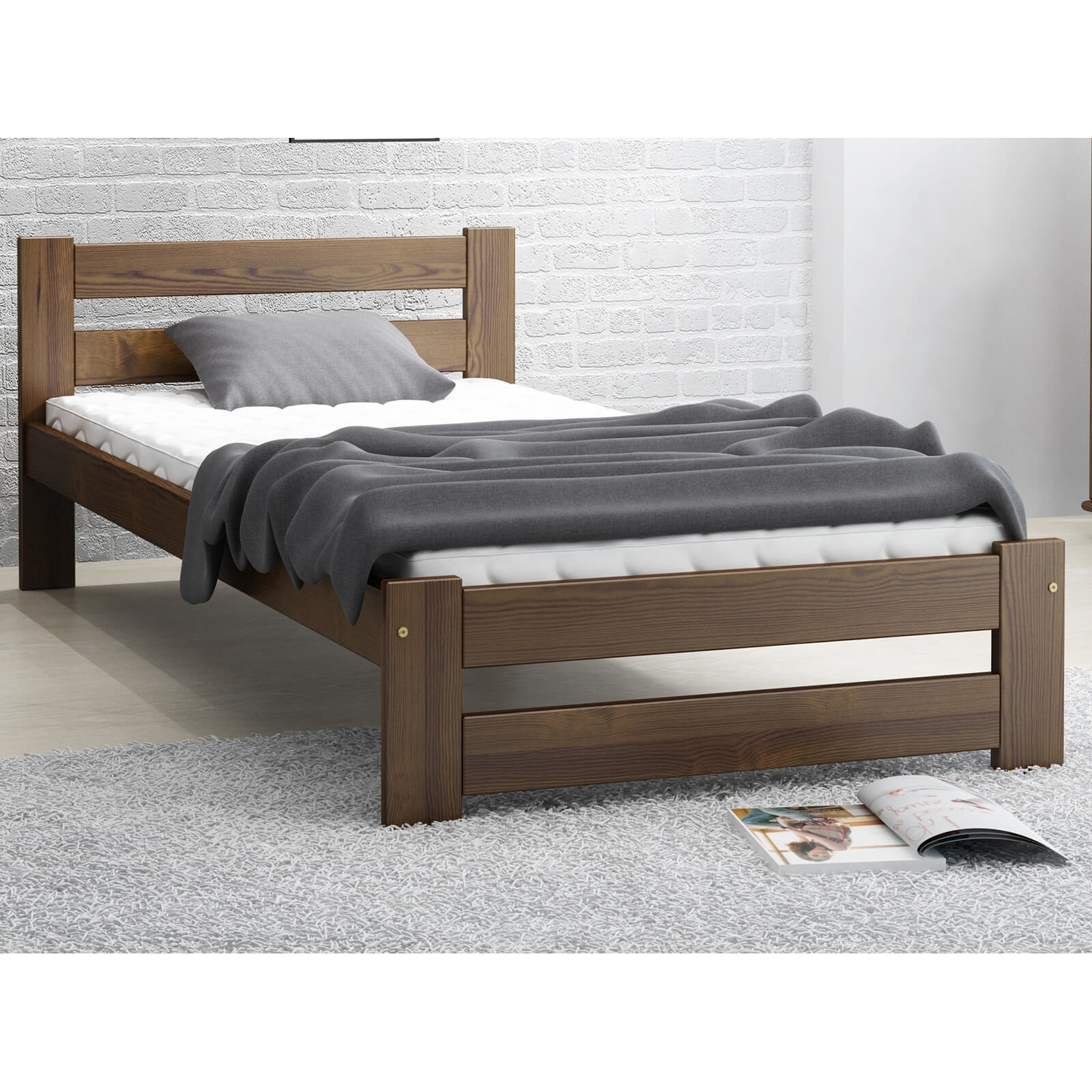 Pat din lemn Kada 90x200 eko nuc - eMAG.ro