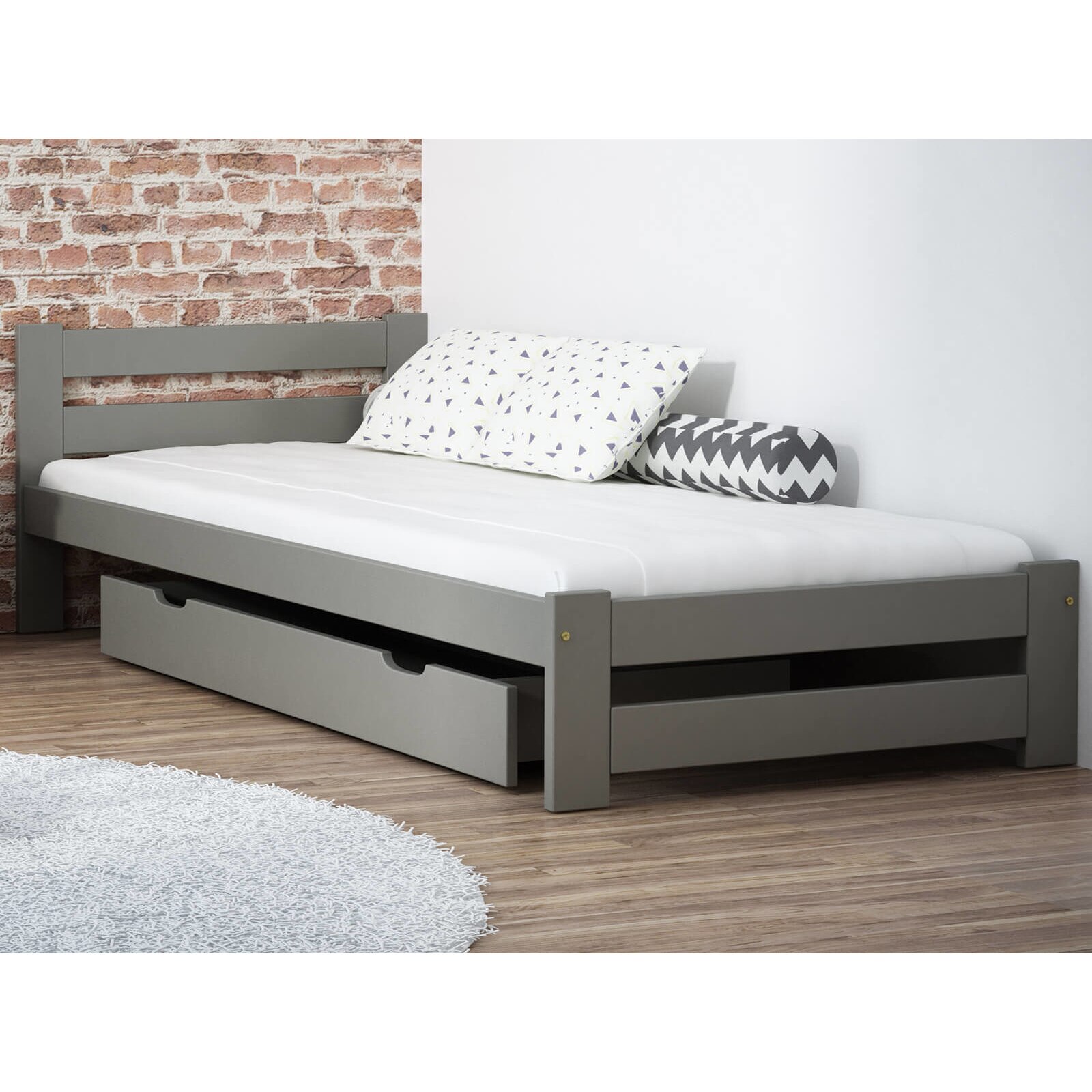 Pat din lemn Kada 90x200 Eko Gri - eMAG.ro