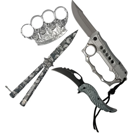 Kit ninja, inger al mortii, cutit butterfly cap de mort, pumnal cu ...