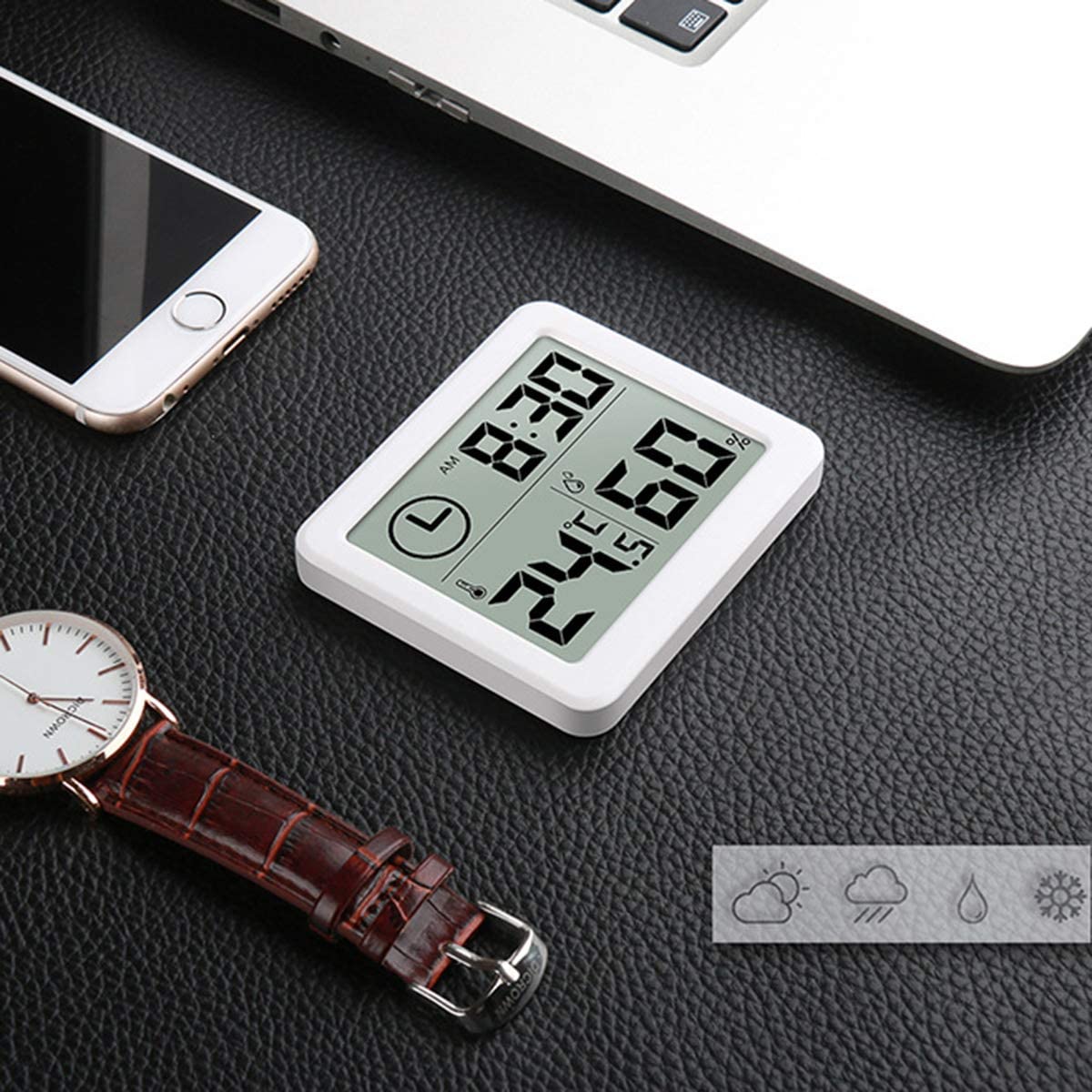 Termometru/higrometru, Digital, 81x71x10 mm, Alb - eMAG.ro