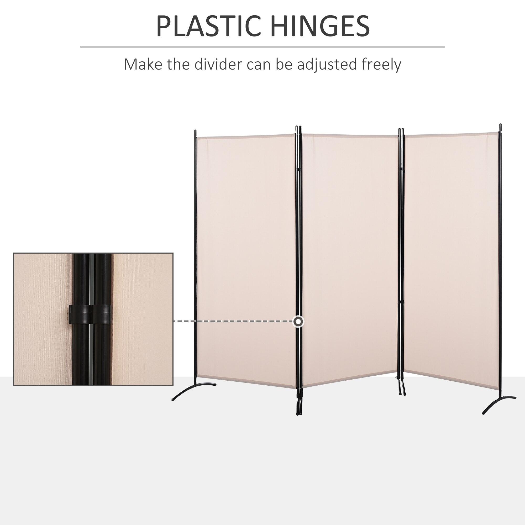 Paravan, Homcom, Metal/Poliester, 3 panouri, 253 x 50 x 182 cm, Bej ...