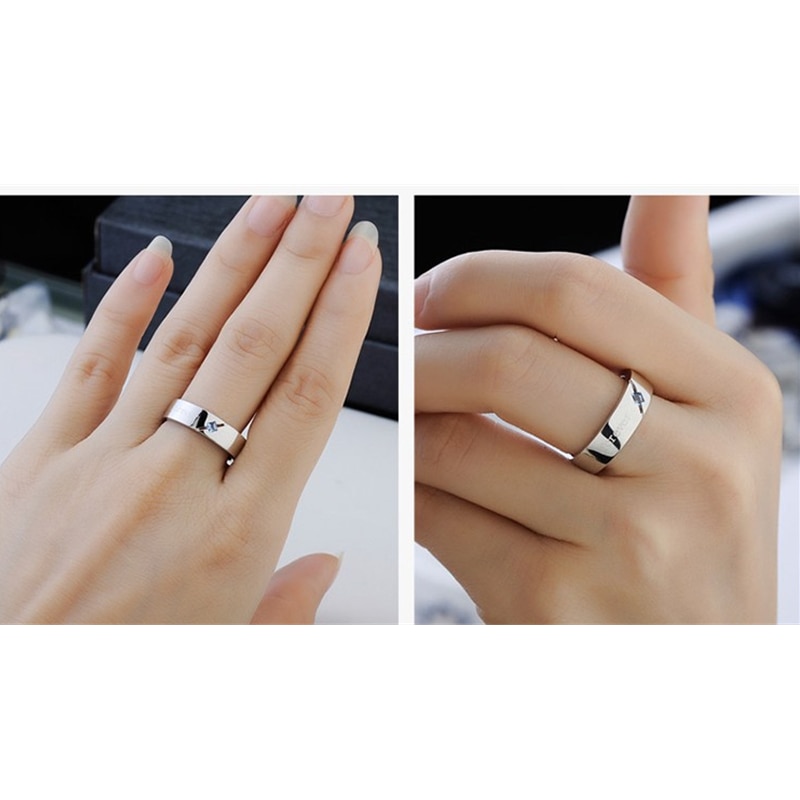 Inel de cupluri colorat, set cu zircon, argint S925, aur alb ...