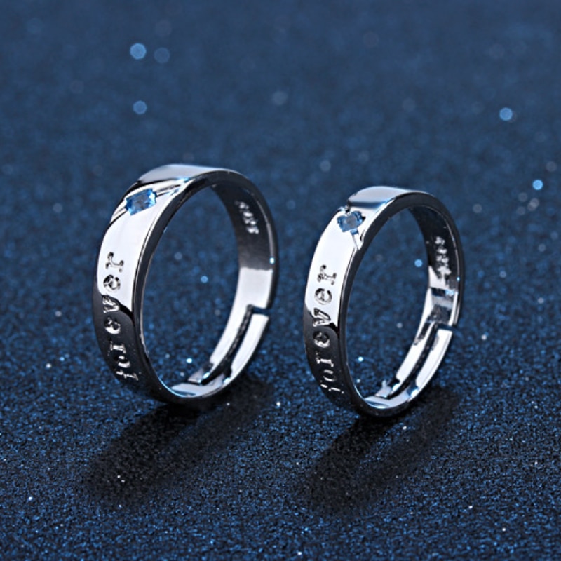 Inel de cupluri colorat, set cu zircon, argint S925, aur alb ...