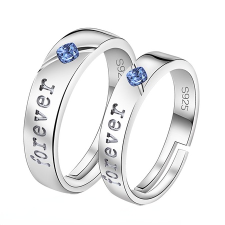 Inel de cupluri colorat, set cu zircon, argint S925, aur alb ...