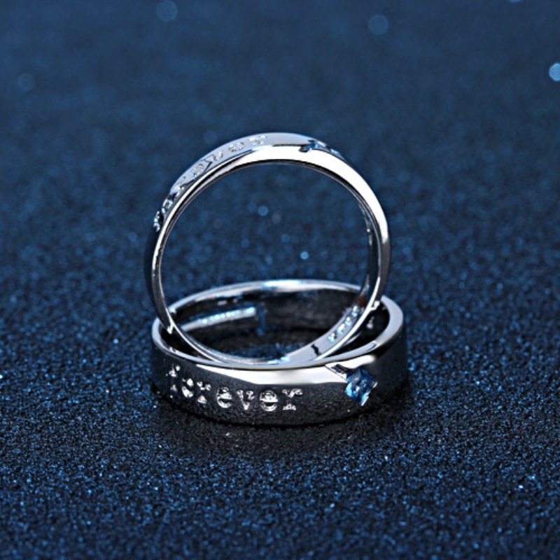 Inel de cupluri colorat, set cu zircon, argint S925, aur alb ...