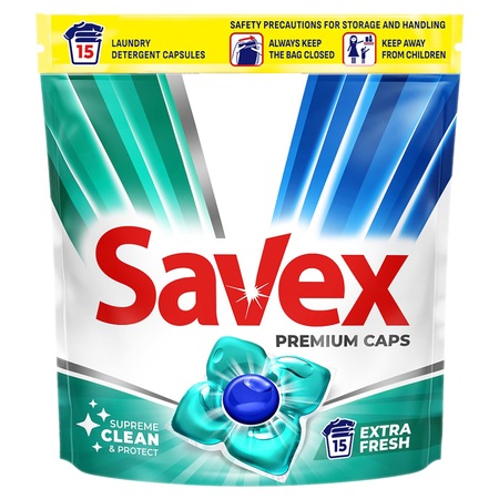 Перилна капсула Savex Super Caps Extra Fresh, 15 - eMAG.bg