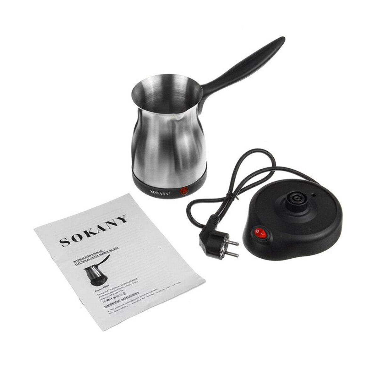 Ibric electric pentru cafea Sokany DC-203, 800W, 500 ml, baza ...