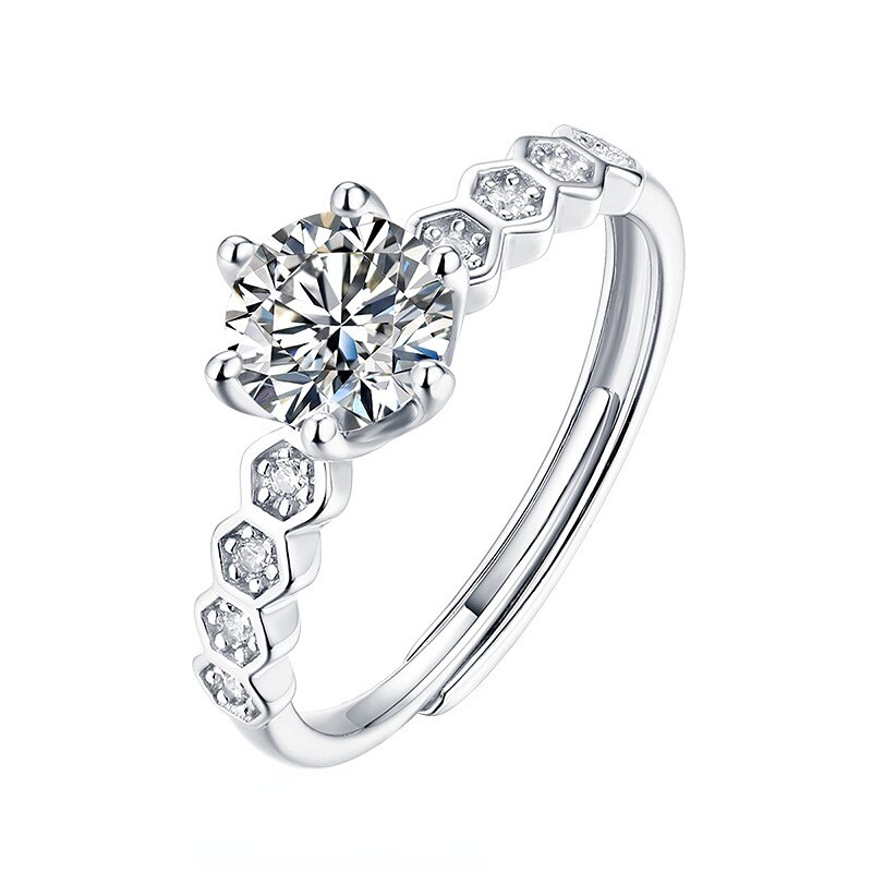 Inel cu sase fire de fagure cu zirconiu, argint S925, aur alb, deschidere reglabila - eMAG.ro