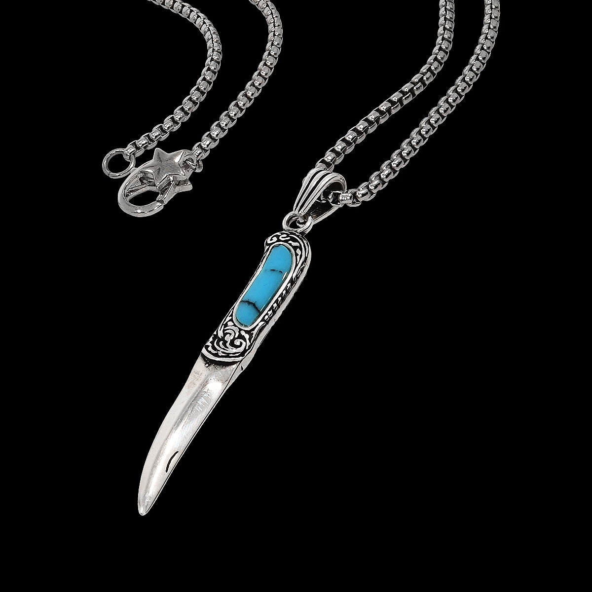 Pandantiv Cutit de buzunar din argint 925 si turcuaz Dual Stax handmade ...