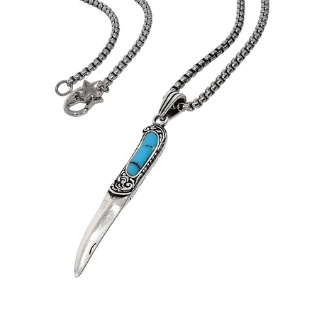 Pandantiv Cutit de buzunar din argint 925 si turcuaz Dual Stax handmade ...