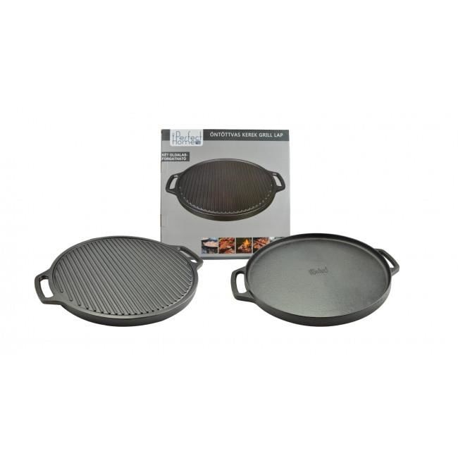 Placa gratar, fonta, rotunda, 2 fete, 44.5 cm, Perfect Home - eMAG.ro