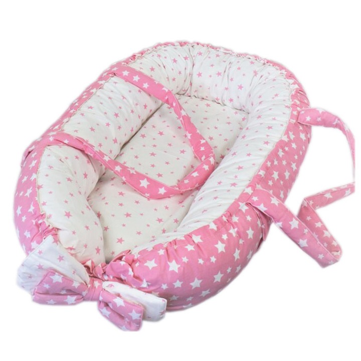 Cos pentru bebelusi, AV Baby, roz/alb - eMAG.ro