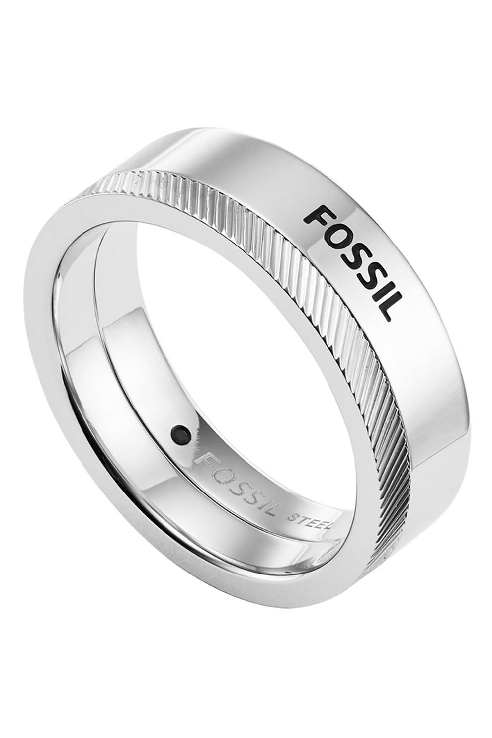 Fossil, Inel din otel inoxidabil cu detaliu logo - eMAG.ro