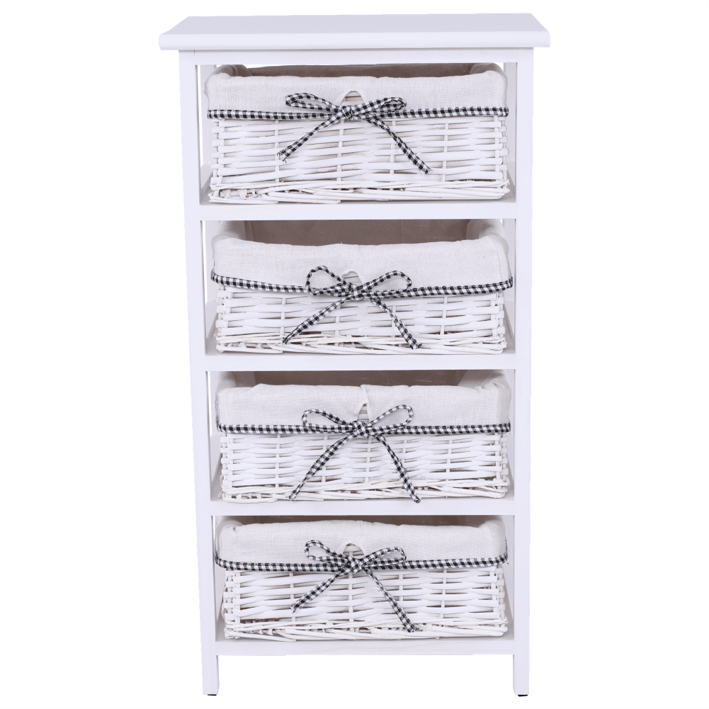 Comoda din lemn alb antichizat 4 cosuri rachita Ruby 40x29x73 cm - eMAG.ro