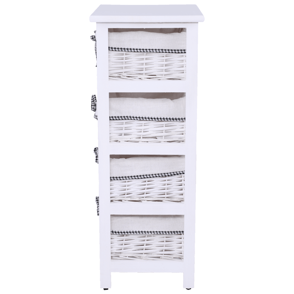 Comoda din lemn alb antichizat 4 cosuri rachita Ruby 40x29x73 cm - eMAG.ro