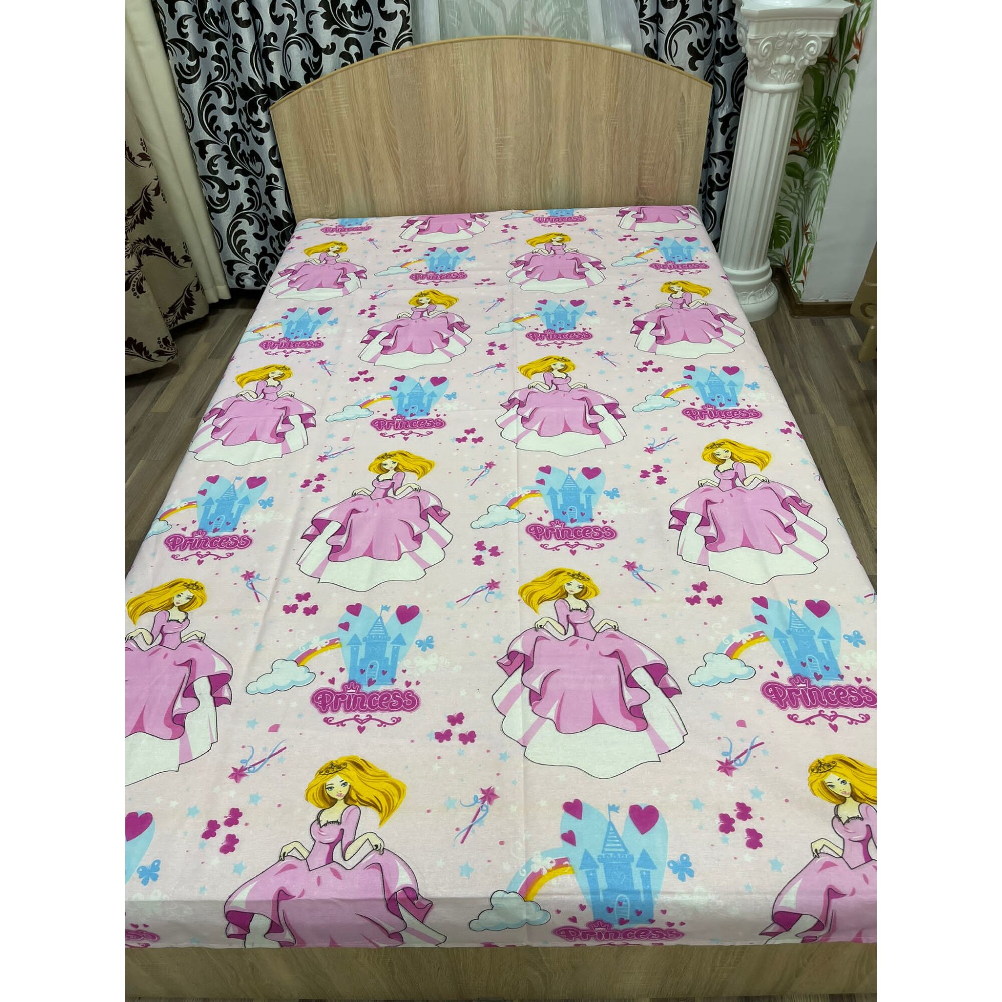 Cearceaf roz 210x215cm pentru pat mediu, pentru saltea intre 140-160cm ...