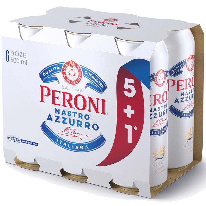 Bere blonda Peroni doza 6x0.5l (5+1) - eMAG.ro