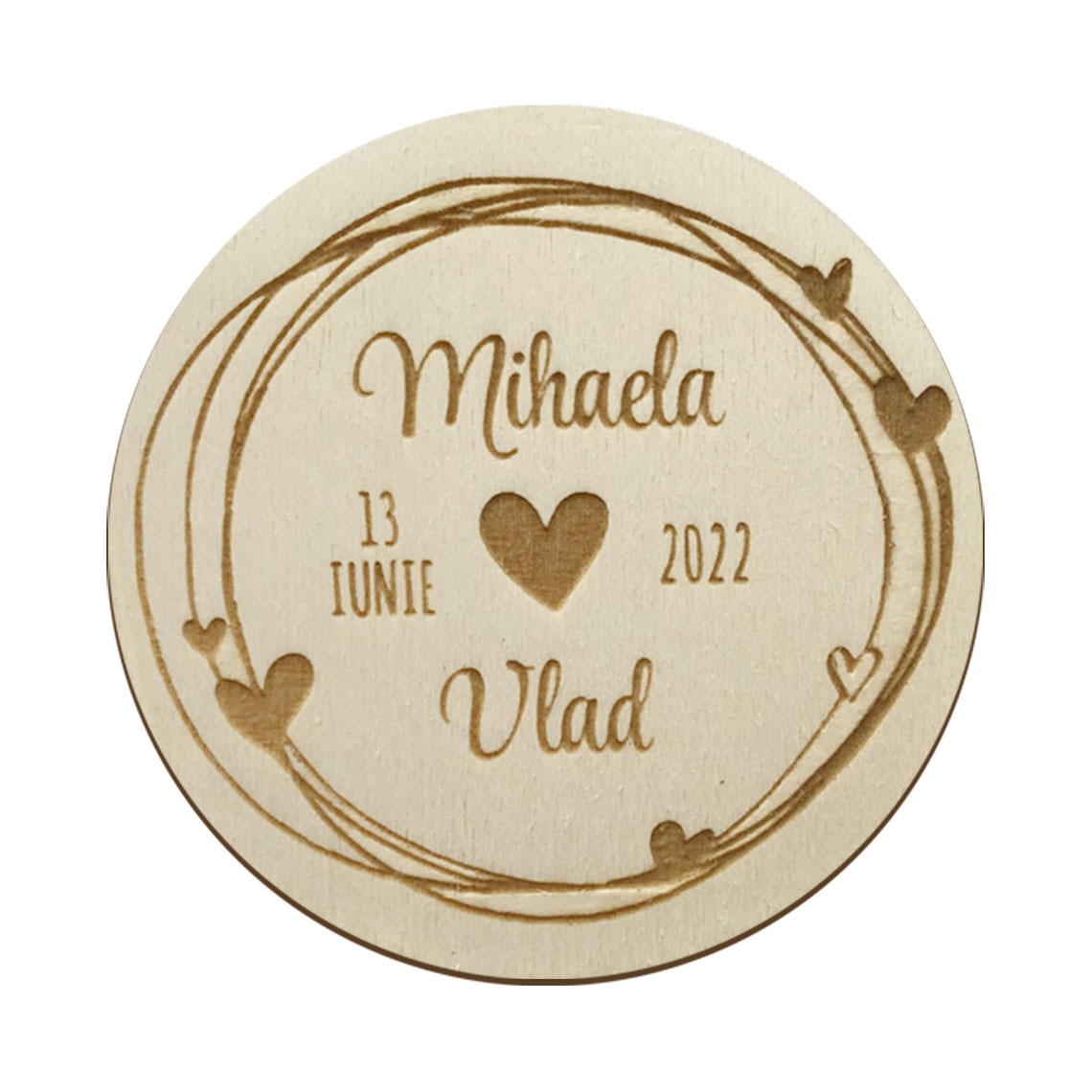 Személyre szabott kerek bizonyítvány a menyasszony és a vőlegény ...