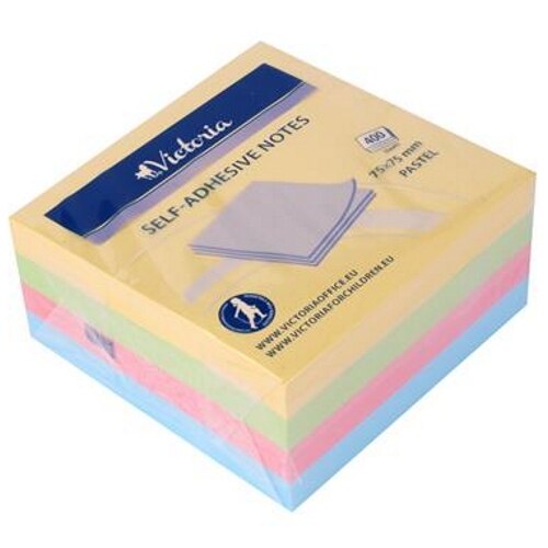 Blocnotes autoadeziv, Victoria, 75x75 mm, 400 coli, Multicolor - eMAG.ro