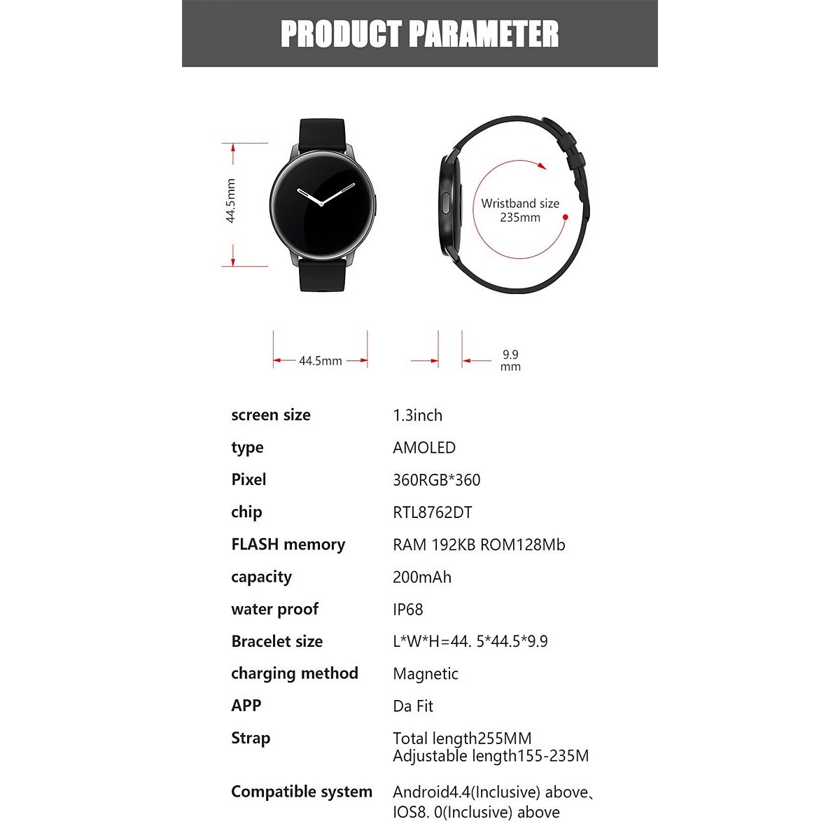 Ceas SmartWatch GoFit® idealStore, Ecran Full Touch 1.3 inch, Rezistent ...