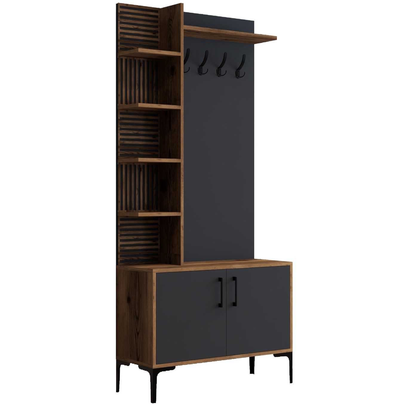 Cuier Kalune Design Venice, PAL, 90x35x200cm, Nuc Antracit - eMAG.ro